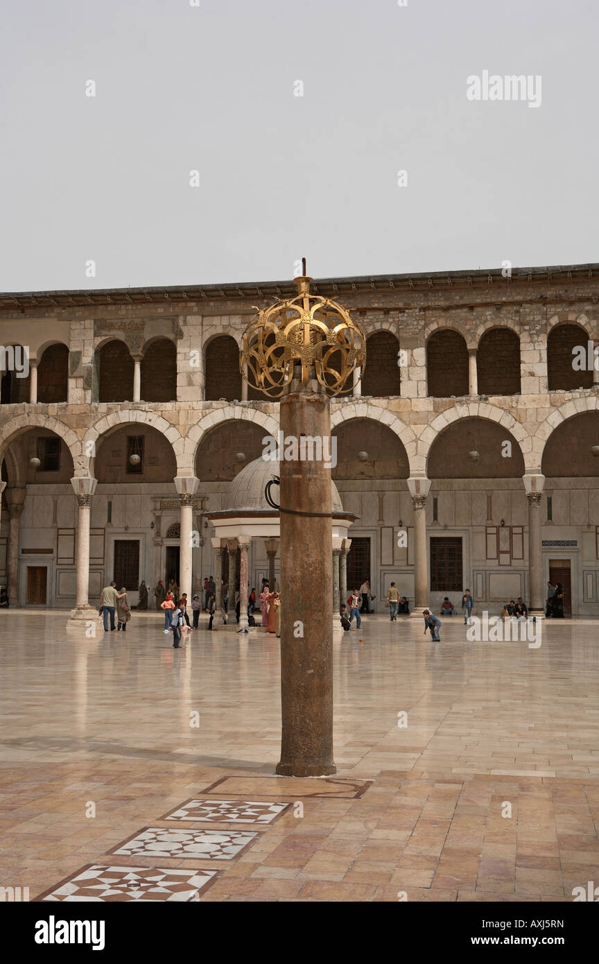 Damascus Syria Great Umayyad mosque courtyard with solar clock Stock ...