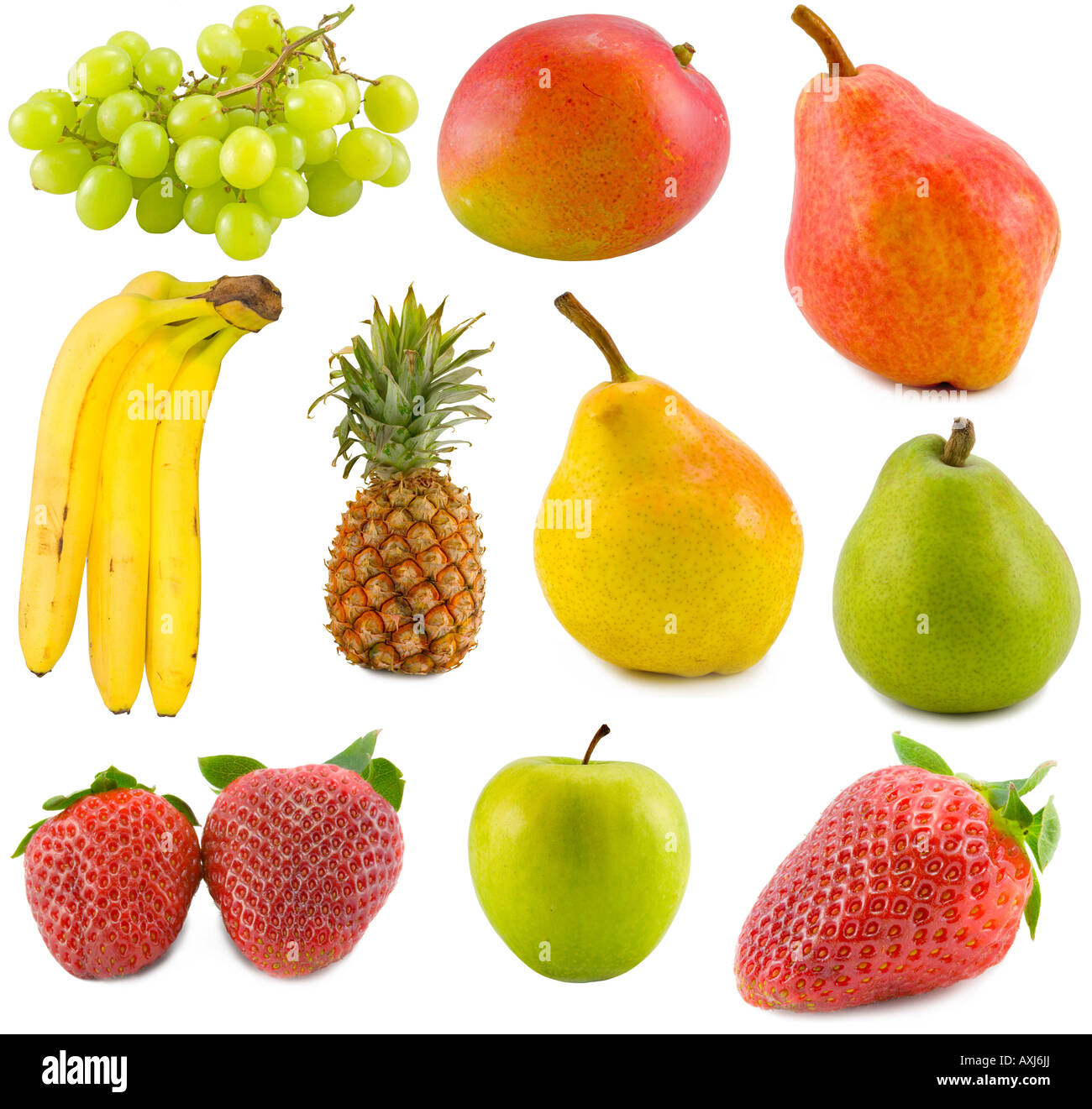the tropical fruits collection isolated on white background Stock Photo ...