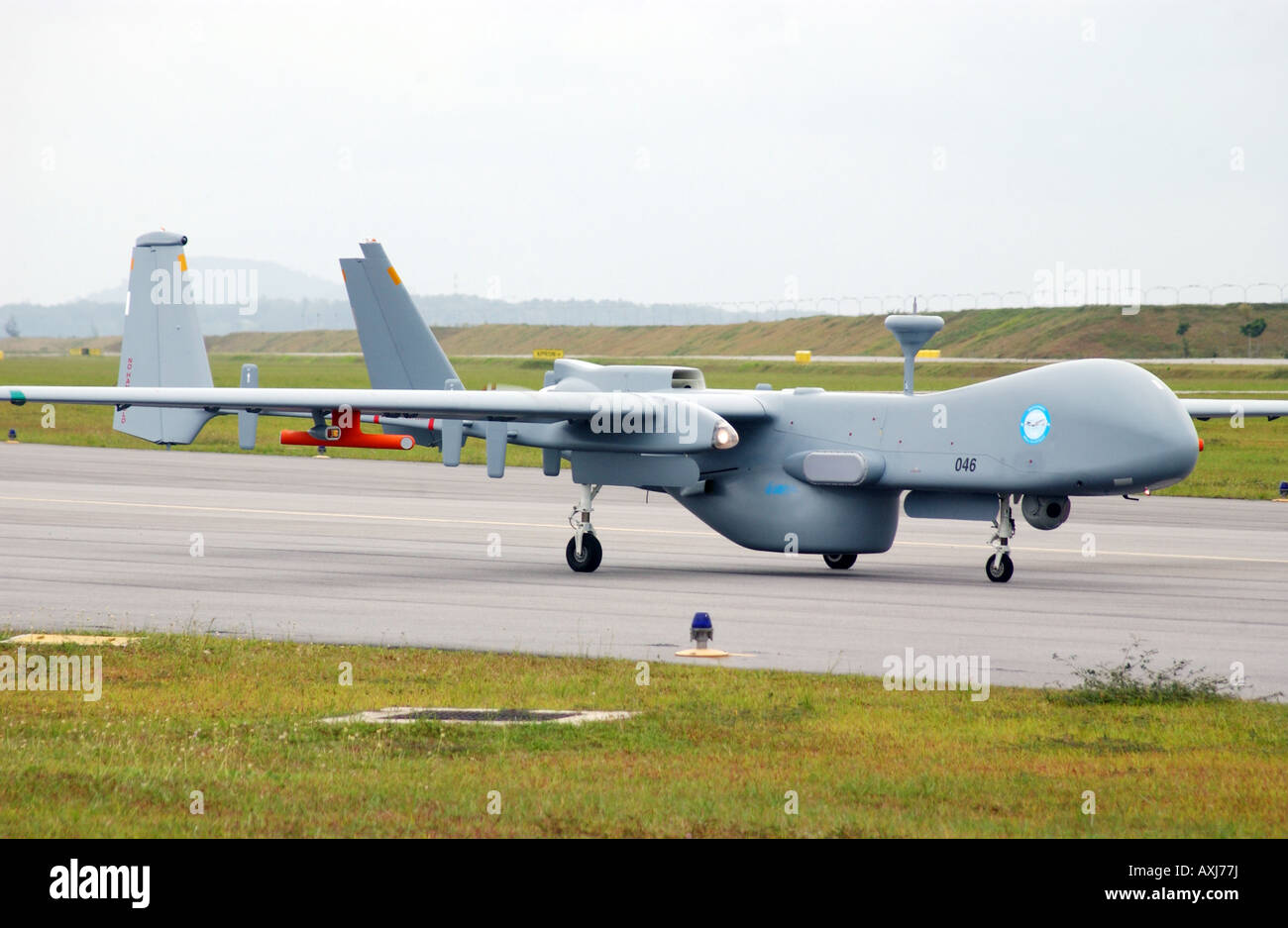 The Heron unmanned aerial vehicle (UAV) lands at an army base in ...
