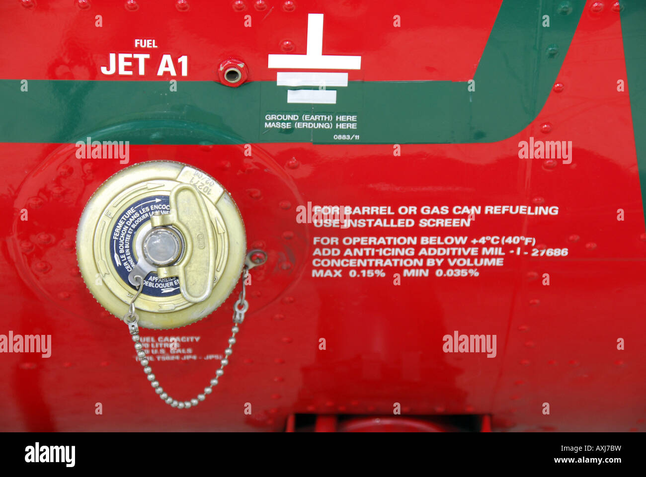 Close-up of aviation fuel intake on air ambulance helicopter Stock ...