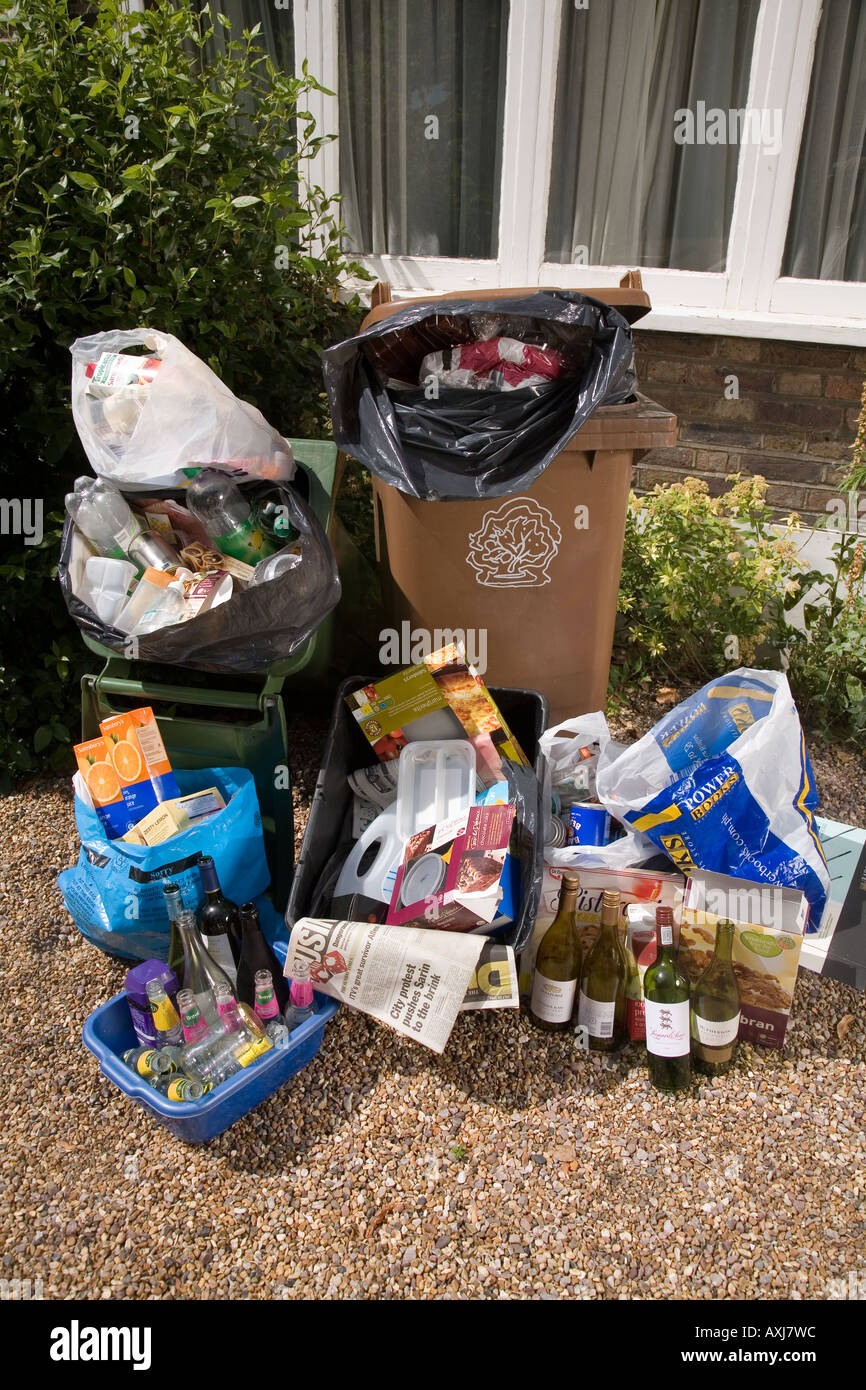 Packaging and paper collected for recycling by one household in one ...