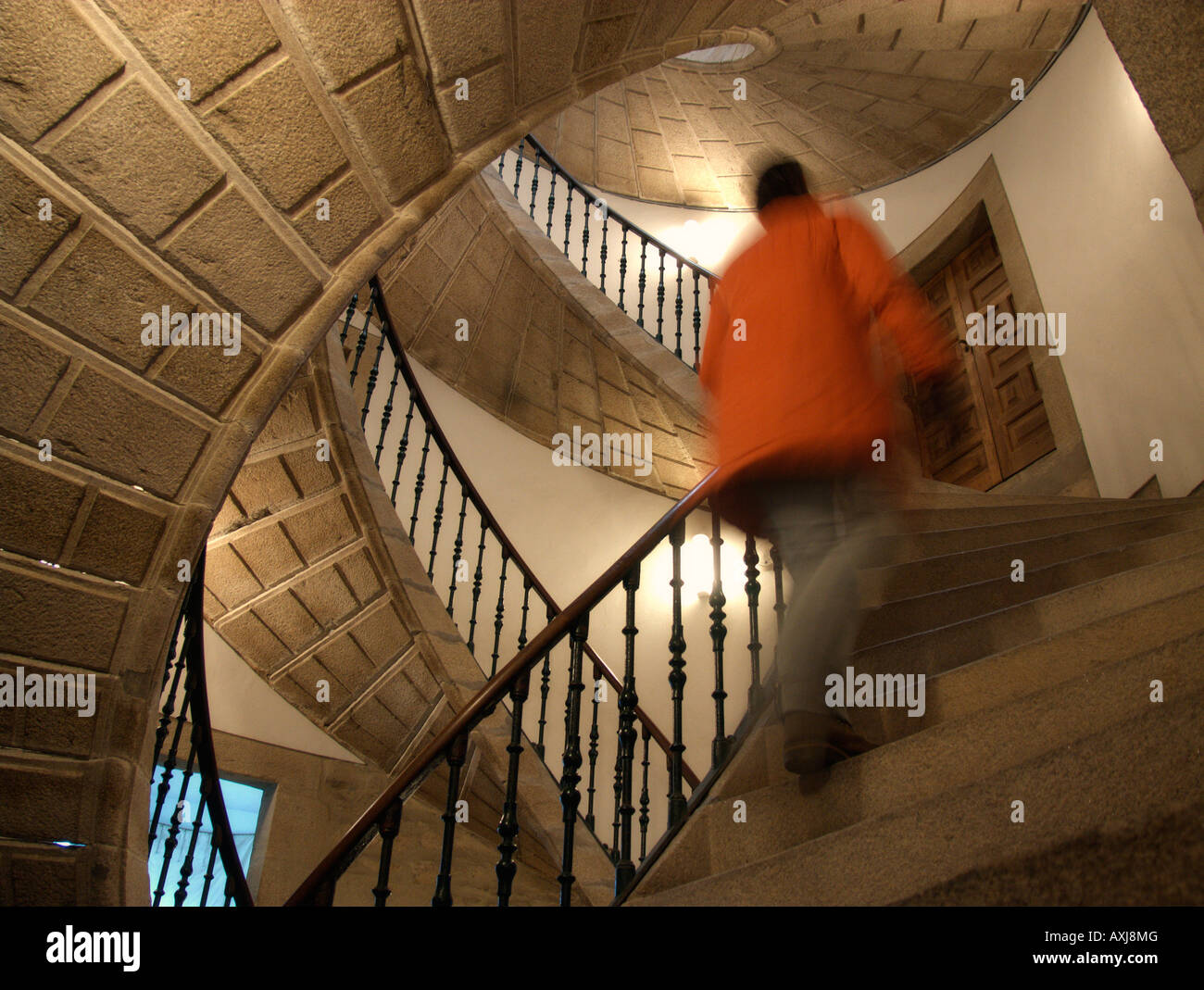 Triple spiral staircase of floating stairs. Convent of Santo Domingo de ...