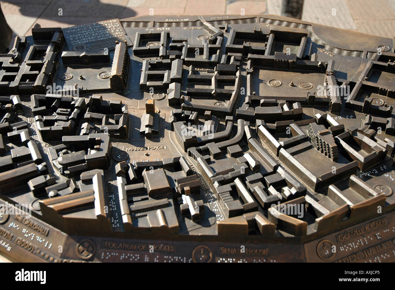 Brass map of Cambridge city with The braille system informations in ...