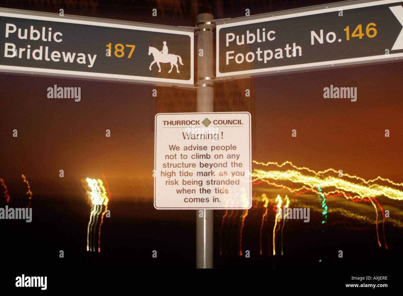 PUBLIC BRIDLEWAY and PUBLIC FOOTPATH signage with a sign warning of ...