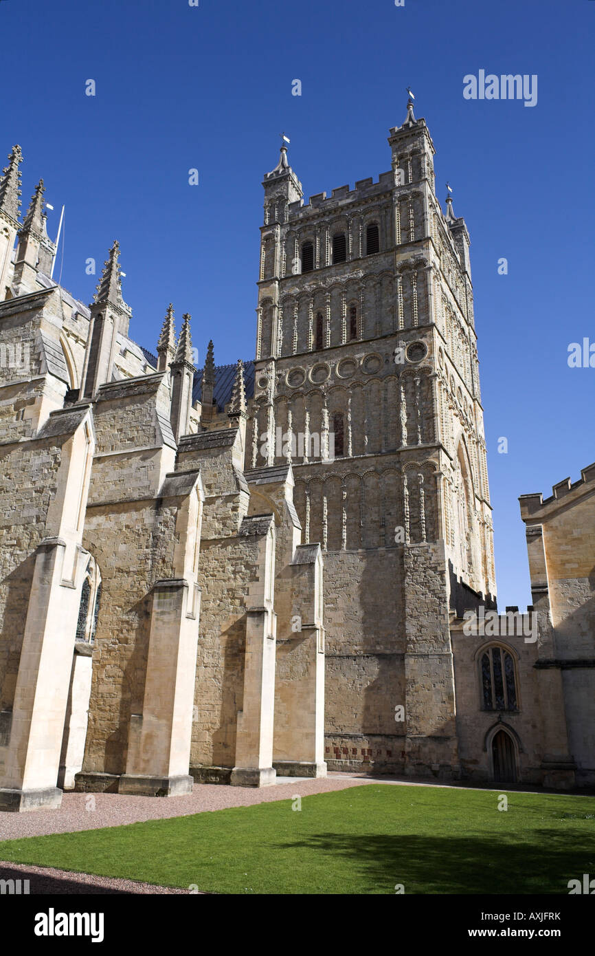 South Tower Exeter Cathedral Devon England Stock Photo - Alamy