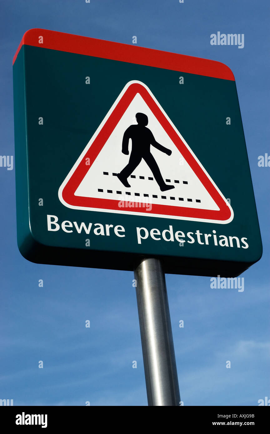 Traffic sign "Beware pedestrians Stock Photo - Alamy