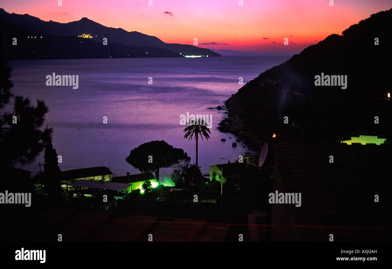 Night view of forno beach Elba Island Tuscany italy Stock Photo - Alamy