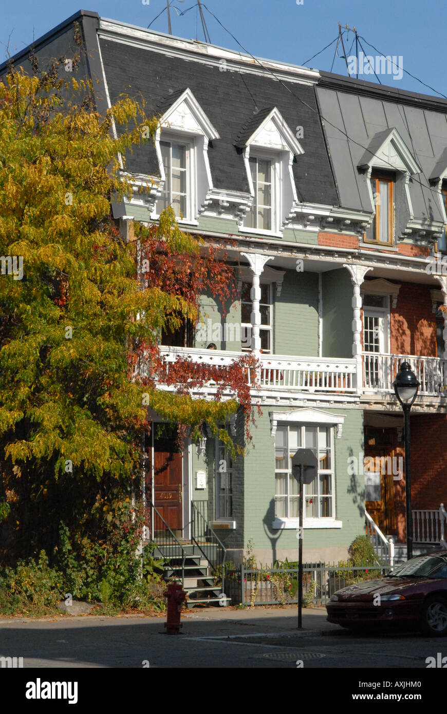 Typical Plateau Mont Royal street city of Montreal Canada Stock Photo ...