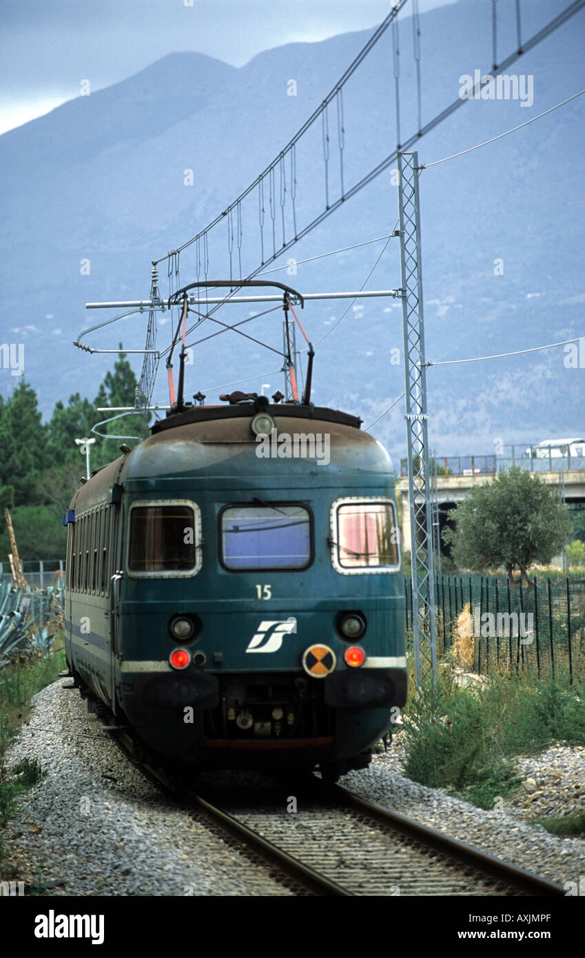 Passenger train from Palermo to the Falcone Borselino airport in Sicily ...