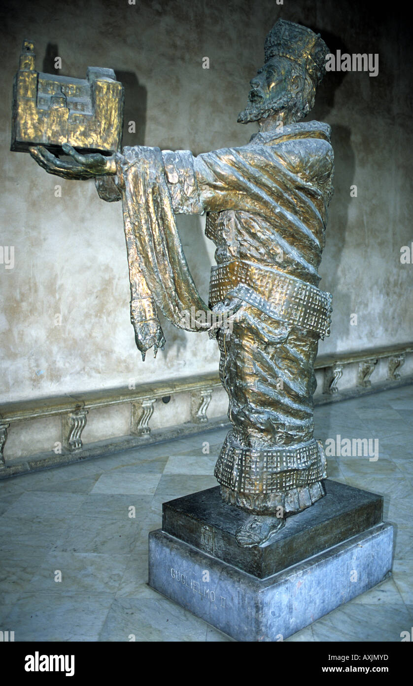 Statue of Guglielmo II at Monreale cathedral near Palermo, Sicily ...