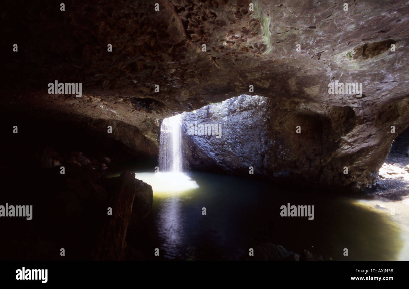internal view of the cave at the natural arch on the border of ...