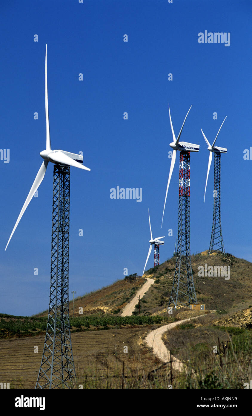 Vestas wind turbines on the Island of Sicily. The Danish company ...