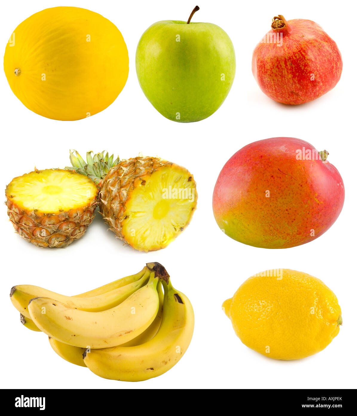 the tropical fruits collection isolated on white background Stock Photo ...