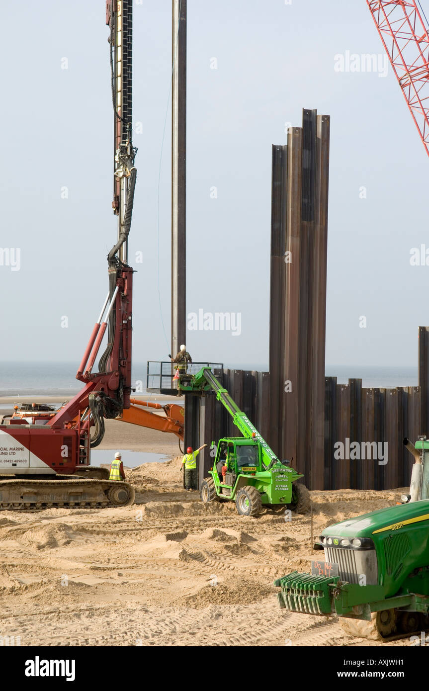 Building flood defences off Blackpool Stock Photo - Alamy