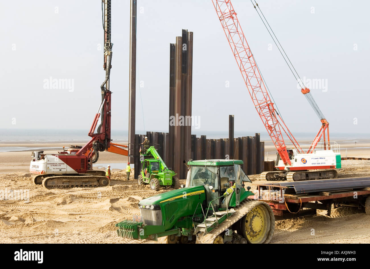 Building flood defences off Blackpool Stock Photo - Alamy