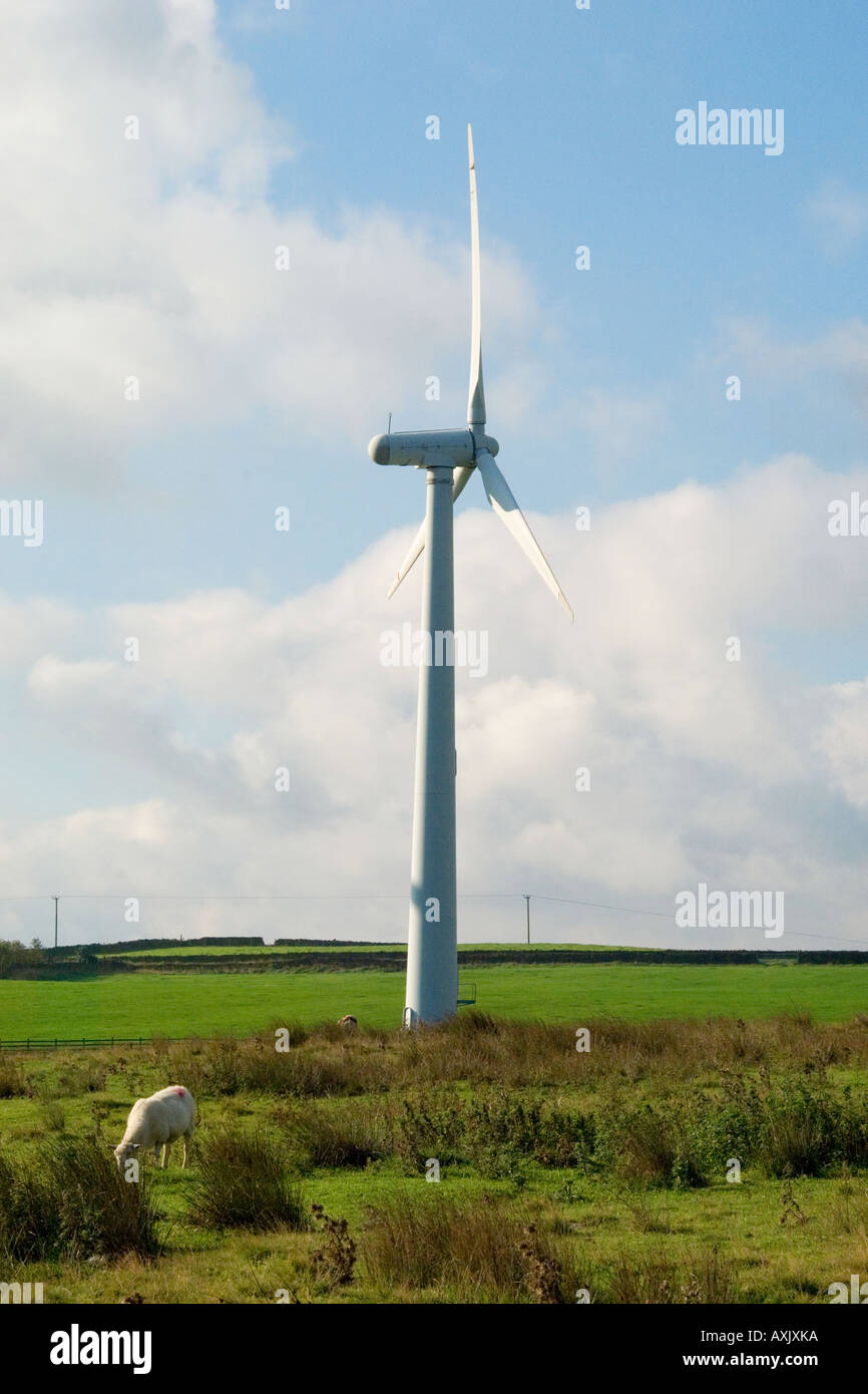 Electrical generating wind turbine at a wind farm on the top of the ...