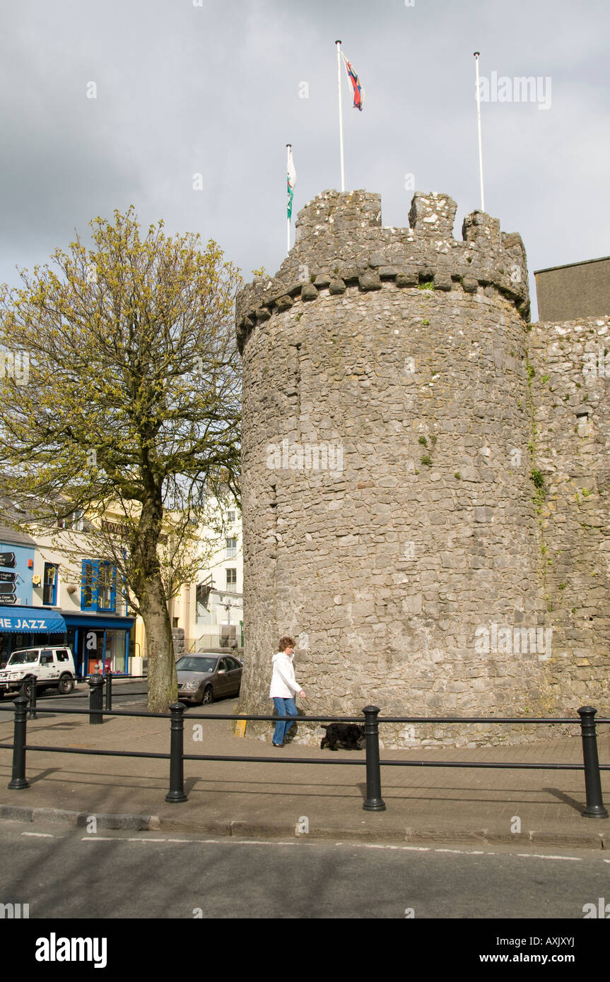 Medieval castle walls surrounding old Tenby Pembrokeshire Wales UK ...