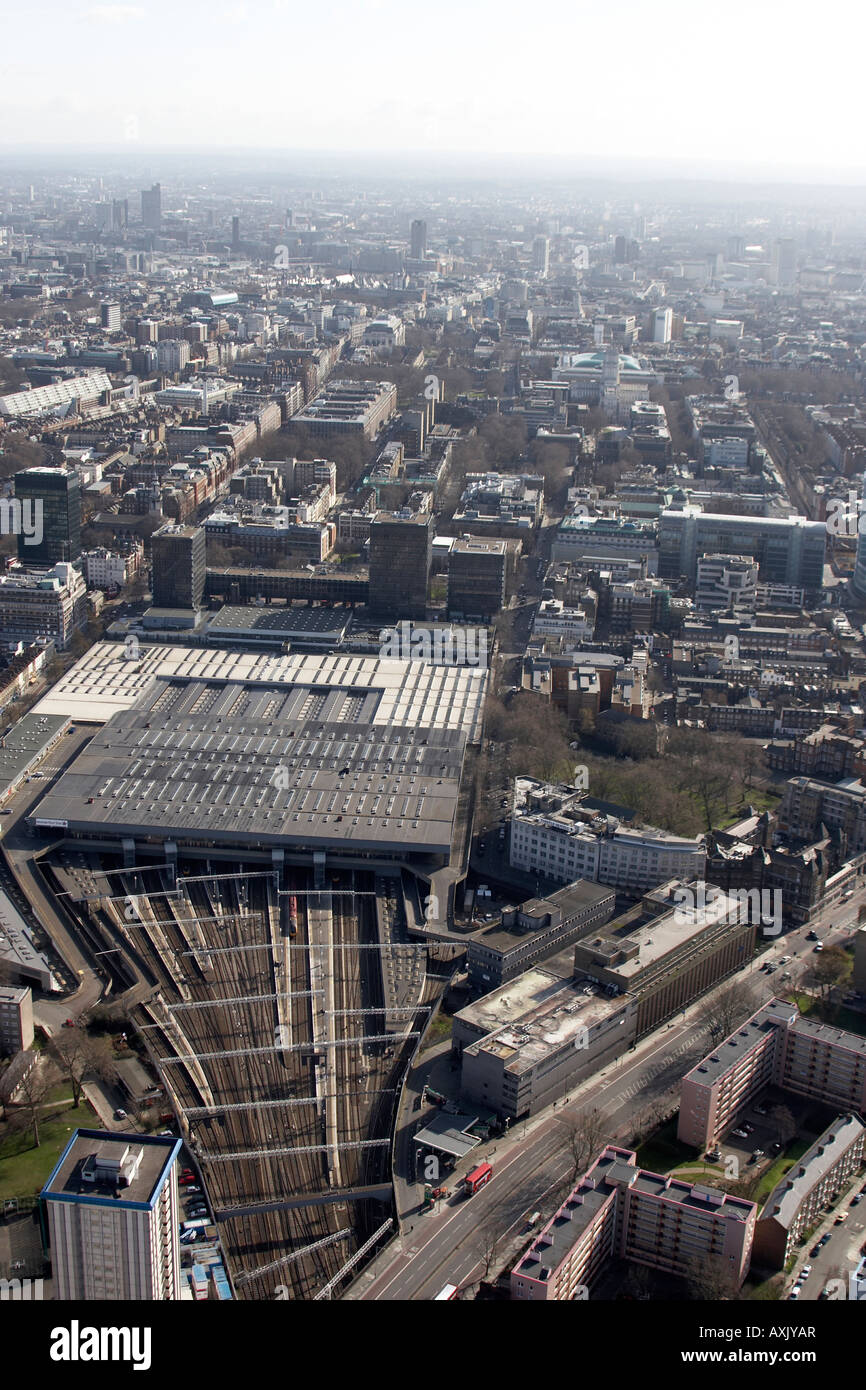 High level oblique aerial view south east of Euston Main line Station ...