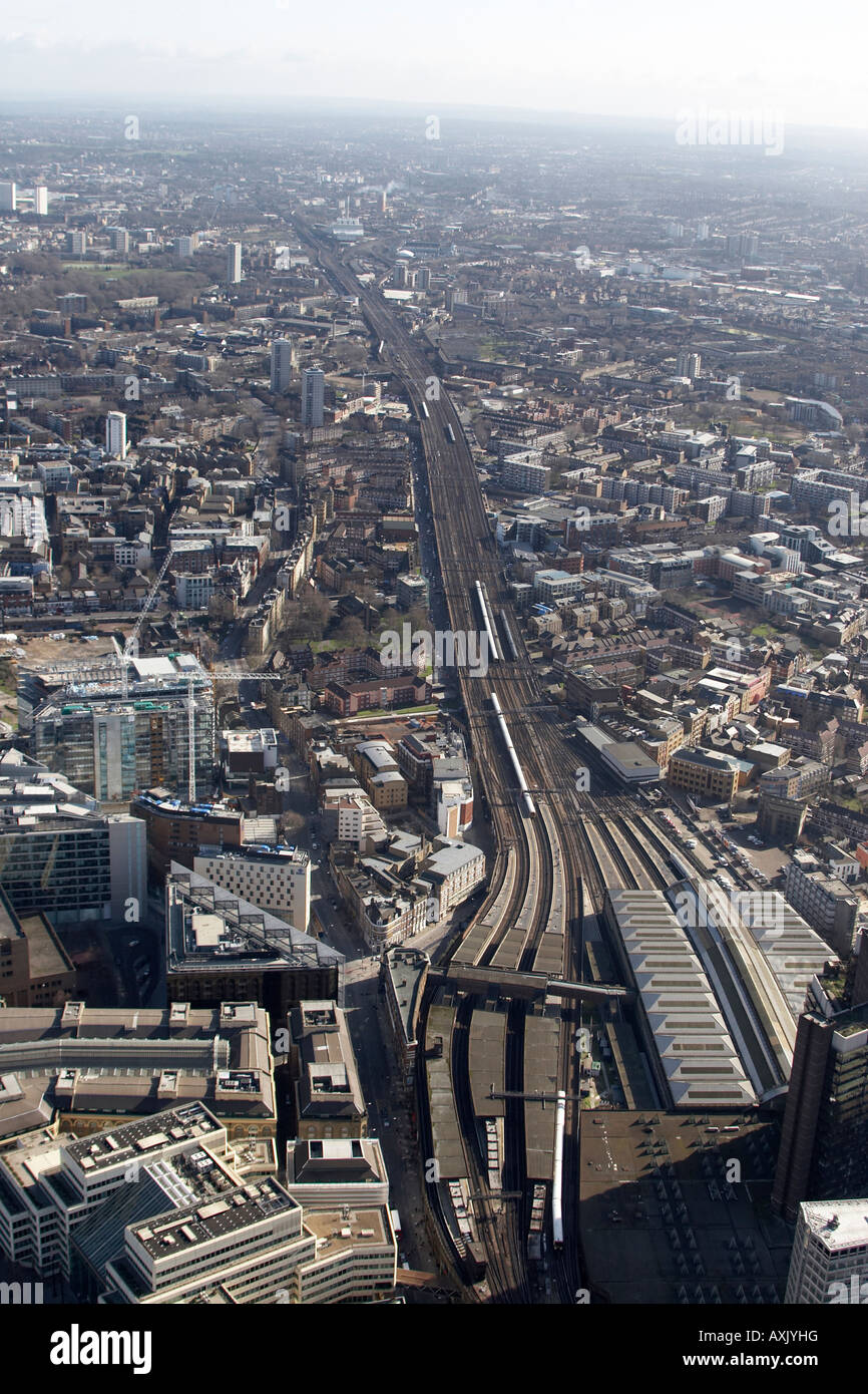High level oblique aerial view south east of London Bridge train ...