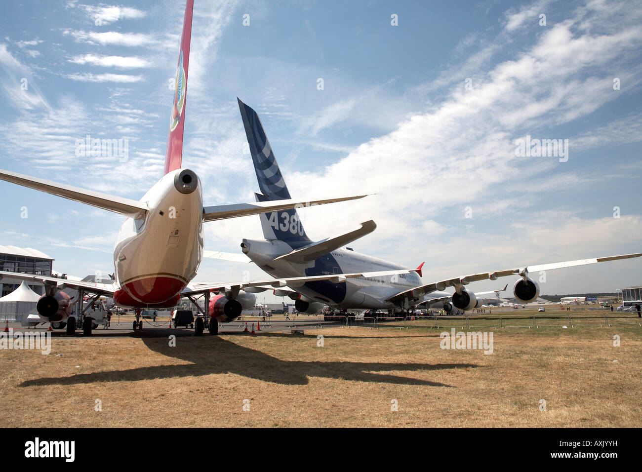 Airbus A380 superjumbo double deck aircraft on static display at ...