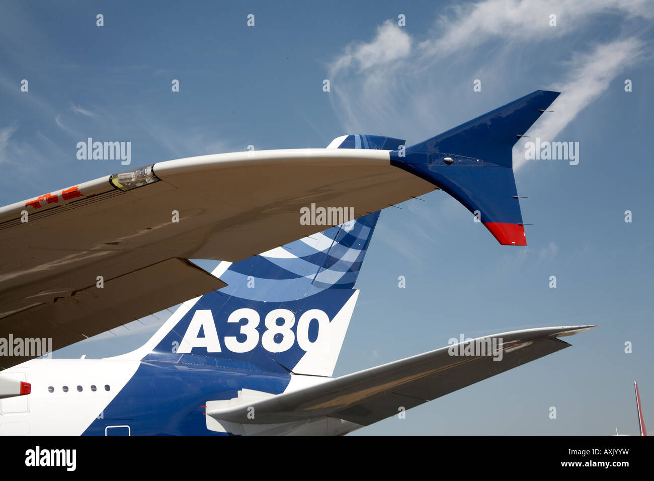 Airbus A380 superjumbo double deck aircraft on static display at ...