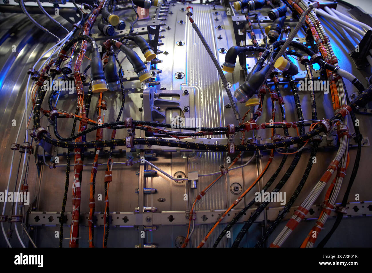 Detail of Rolls Royce Trent 900 aero engine on display at Farnborough ...