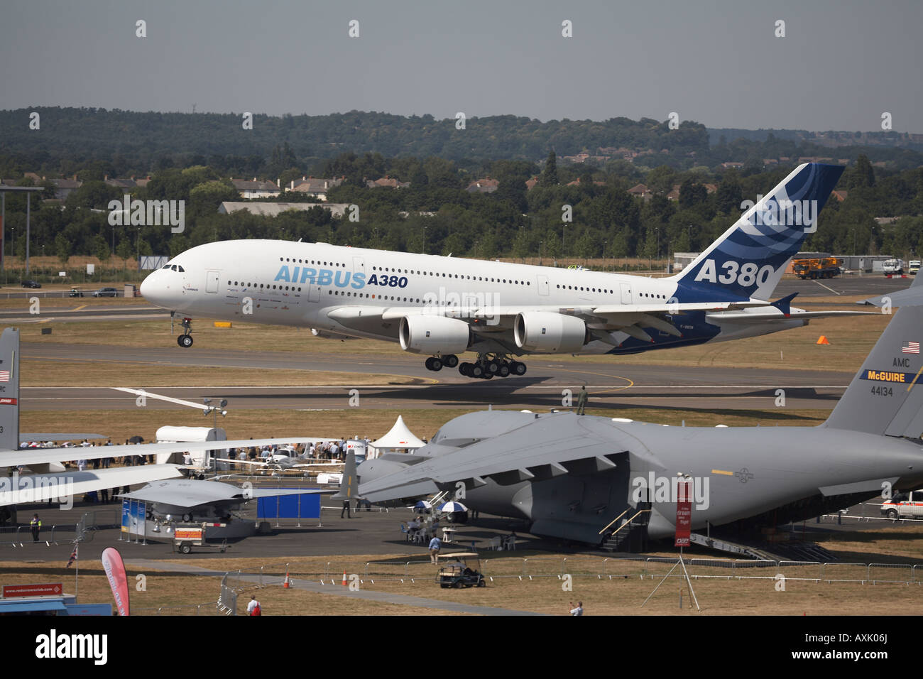 Airbus A380 double decker aircraft landing after flying display at ...