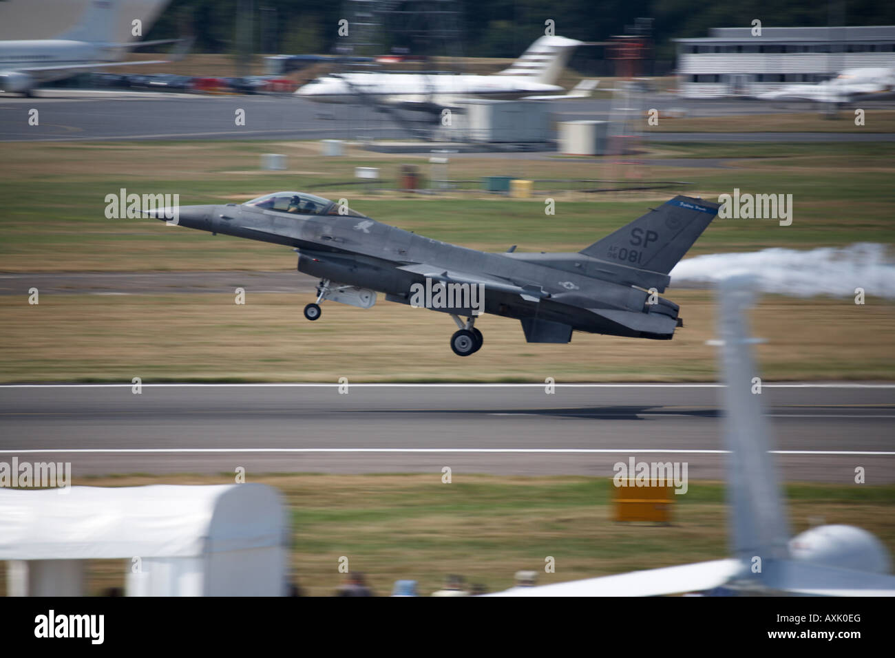 F 16 Fighting Falcon aircraft taking off before its flying display at ...