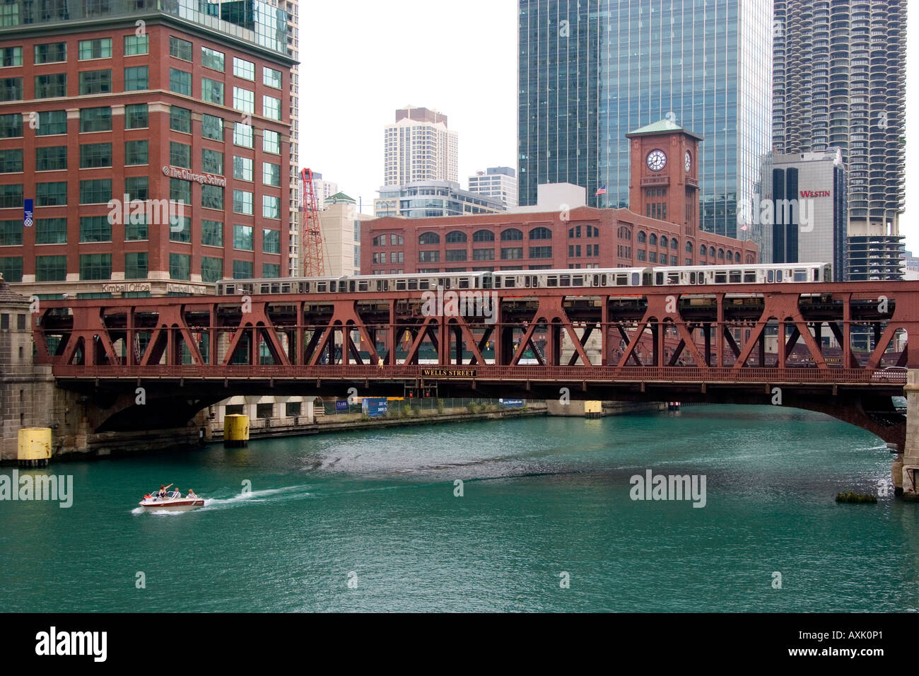 Wells Street Bridge over the Chicago River in Chicago Illinois Stock ...