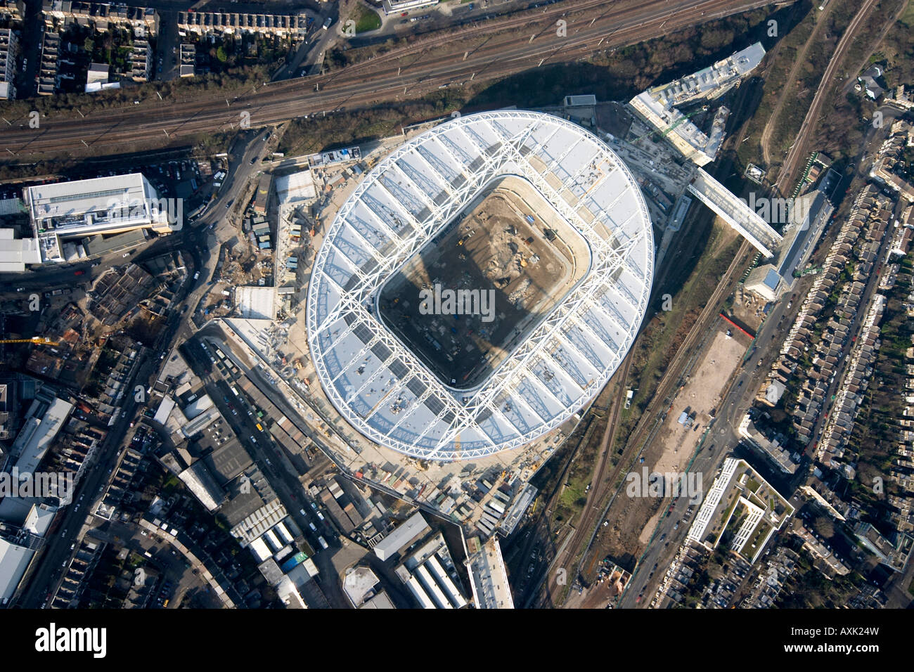 High level vertical aerial view of Arsenal Football Club Emirates ...