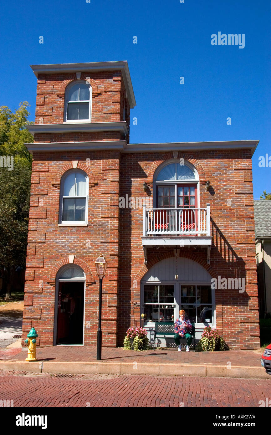 A store front on historic main street in St Charles Missouri Stock ...