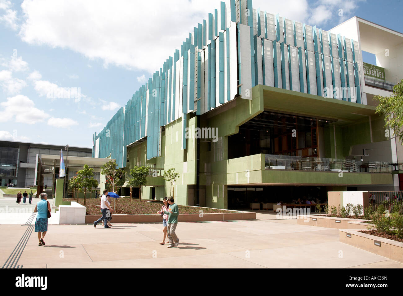 People walking outside State Library building in Brisbane Queensland ...