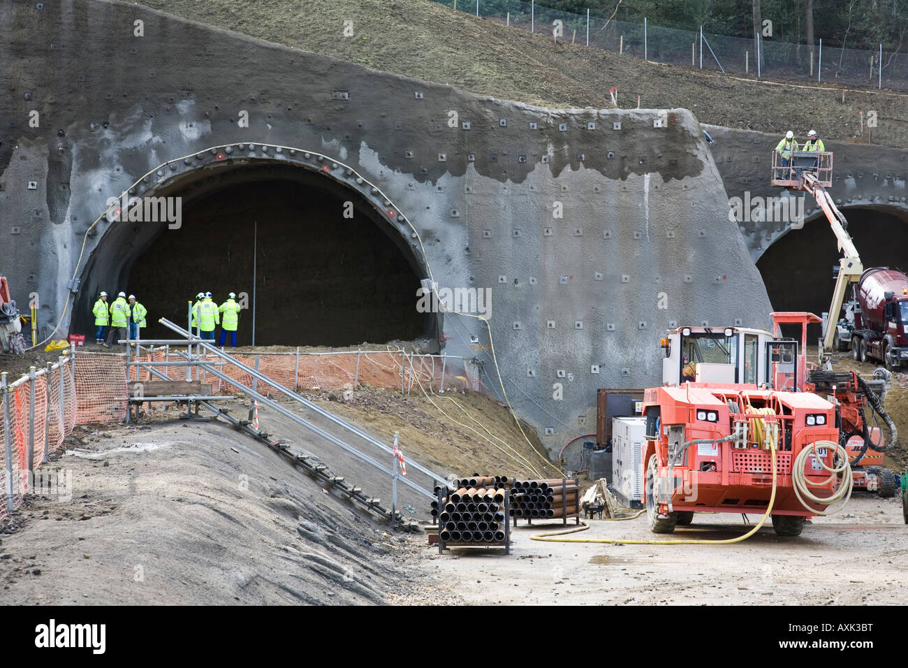Hindhead tunnel under construction March 2008 showing the north tunnel ...