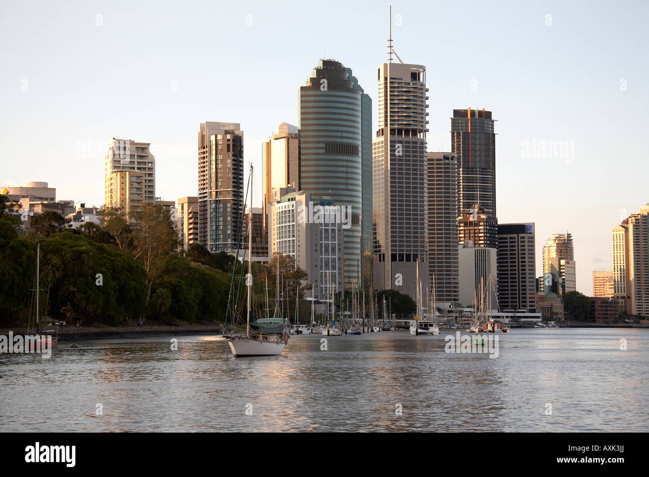 City centre business district buildings skyline in evening summer ...
