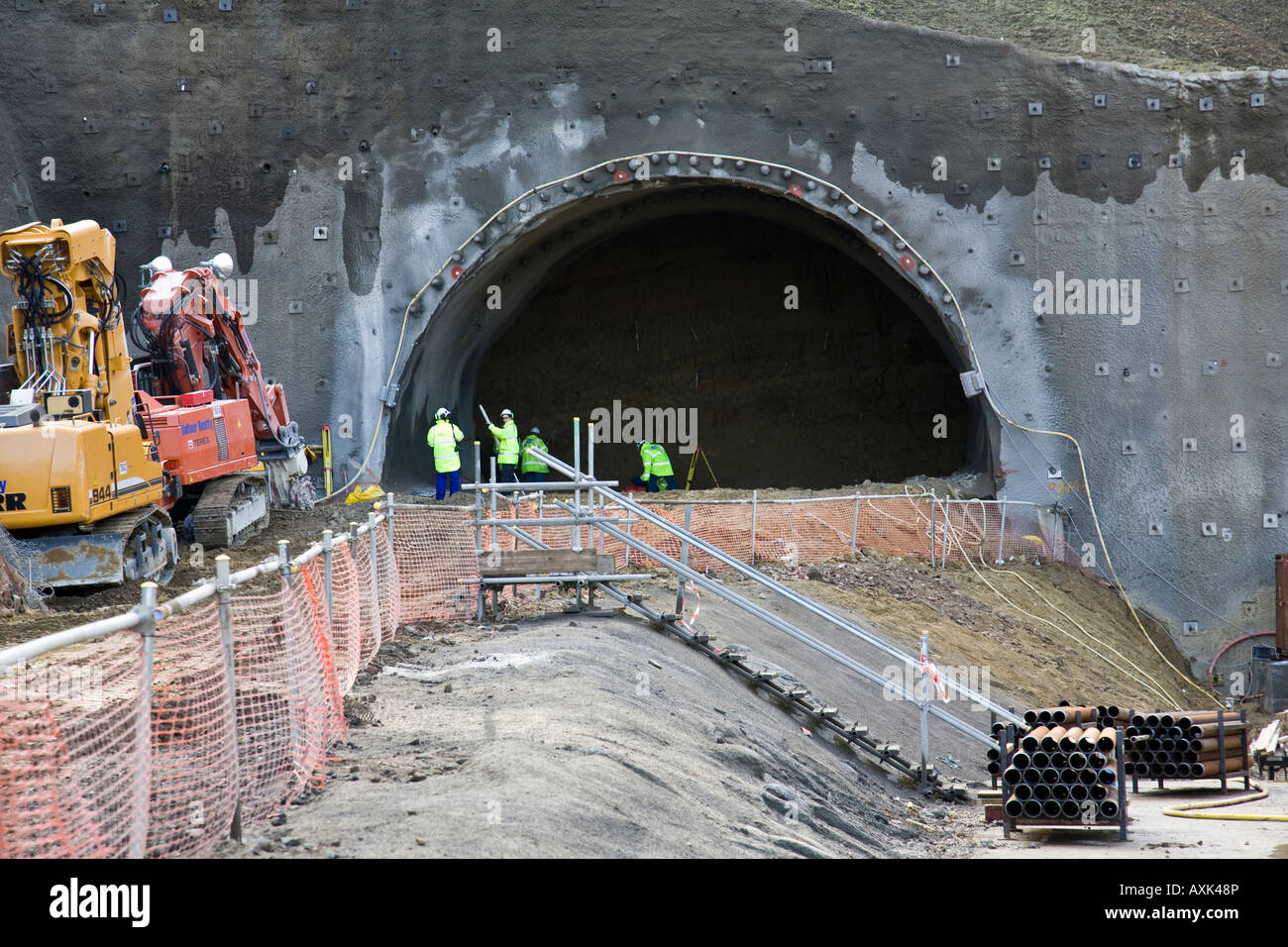 Hindhead tunnel under construction March 2008 showing the north tunnel ...