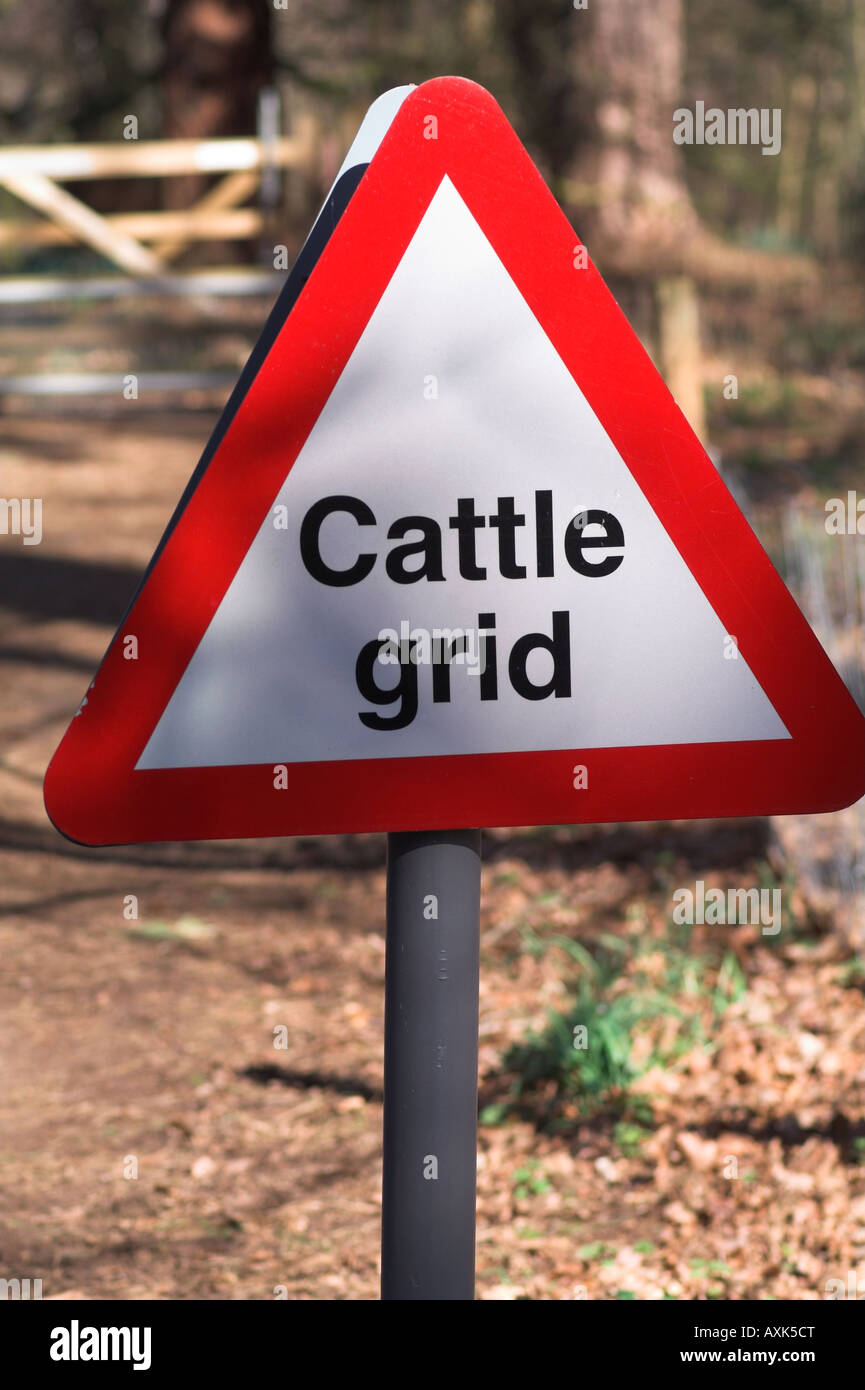 Cattle grid sign Stock Photo - Alamy