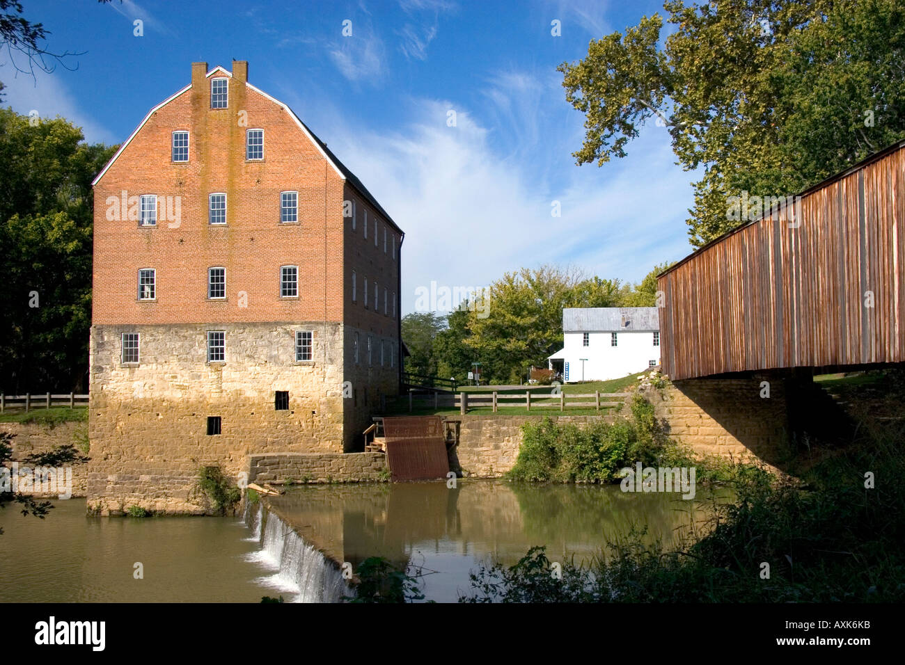 Historic Grist Mill and covered bridge in Burfordville Missouri Stock ...