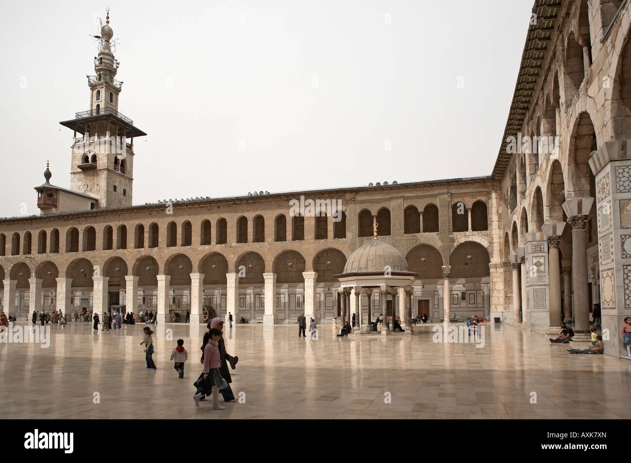 Damascus Syria Great Umayyad mosque minaret of the bride and dome of ...