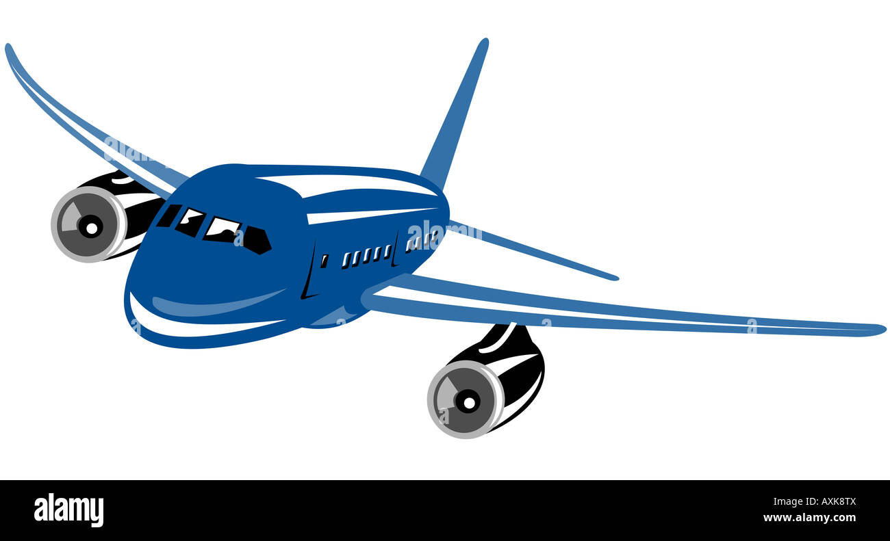 Airplane in full flight Stock Photo - Alamy