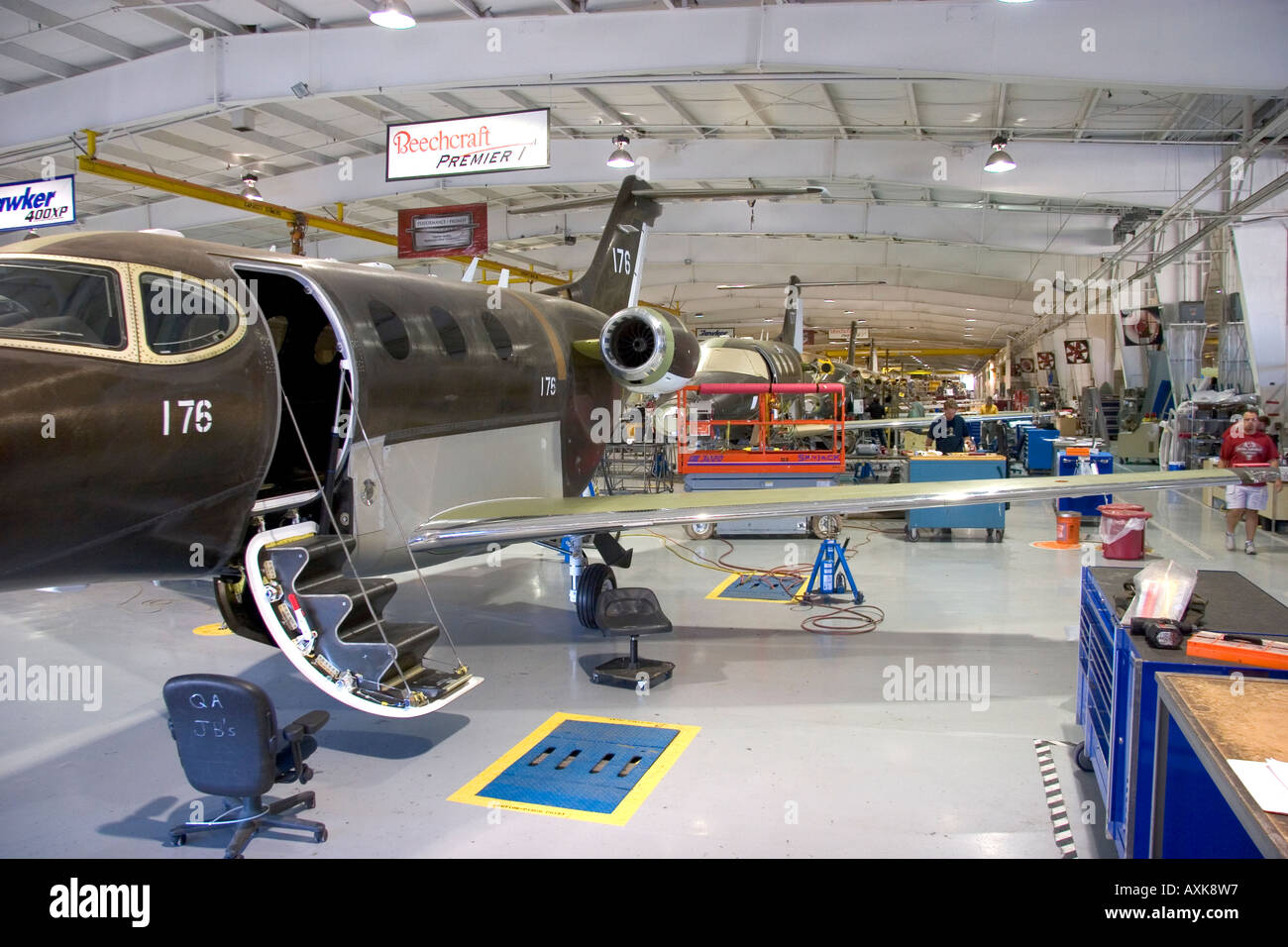 Assembly line at the Beechcraft factory in Wichita Kansas Stock Photo ...