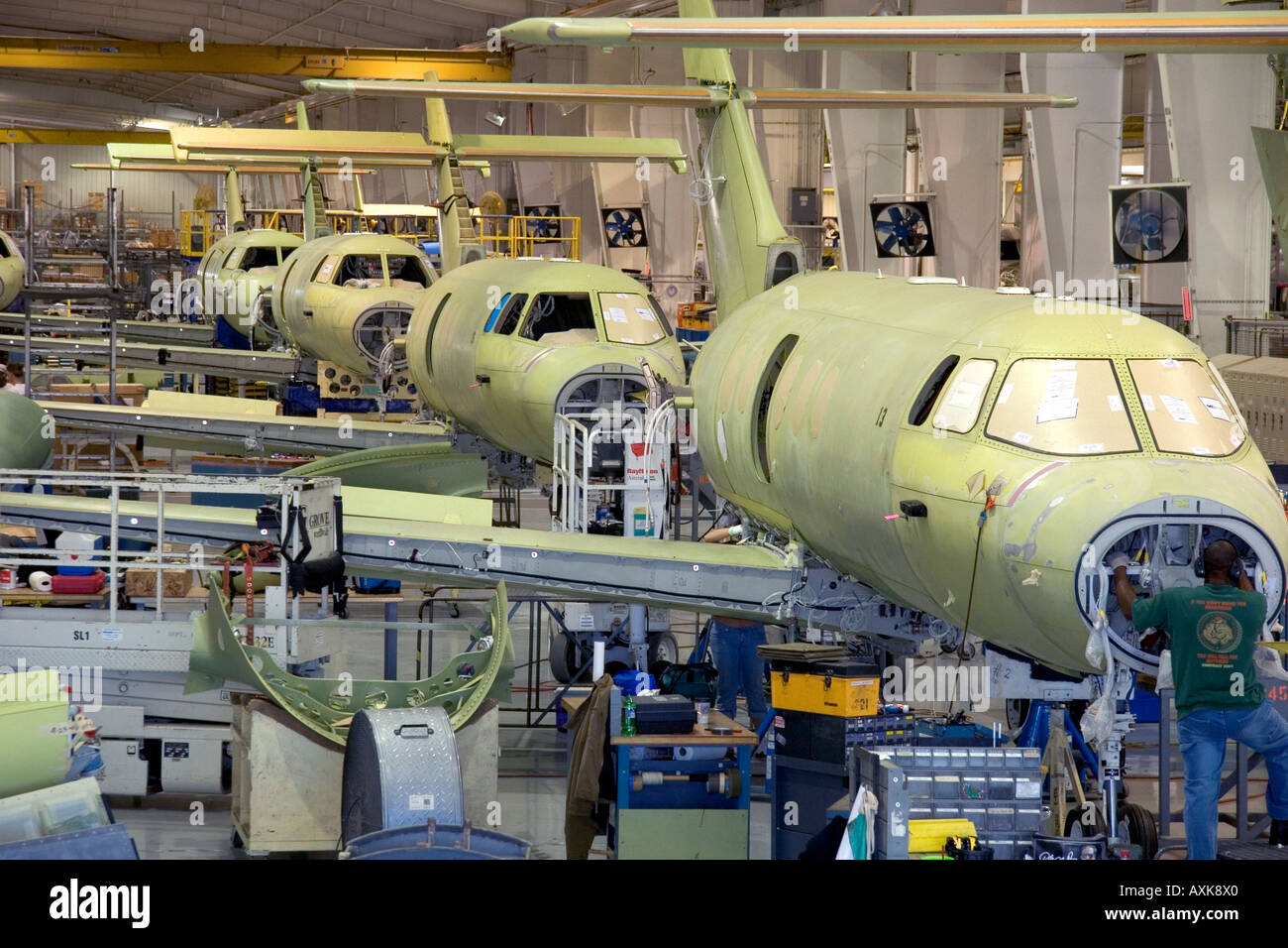 Assembly line of the Beechcraft factory in Wichita Kansas Stock Photo ...