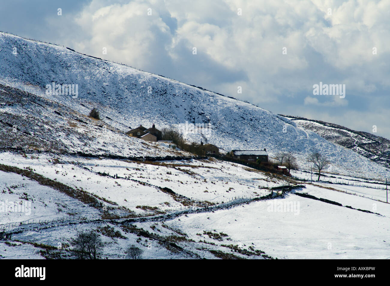 Snow covered hillside, Pennine, Greenfield, Saddleworth Stock Photo - Alamy