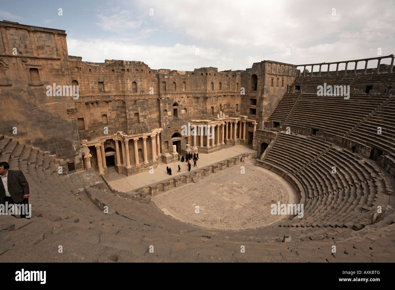 Bosra Syria Ayyubid fort containing the Roman amphitheatre Stock Photo ...
