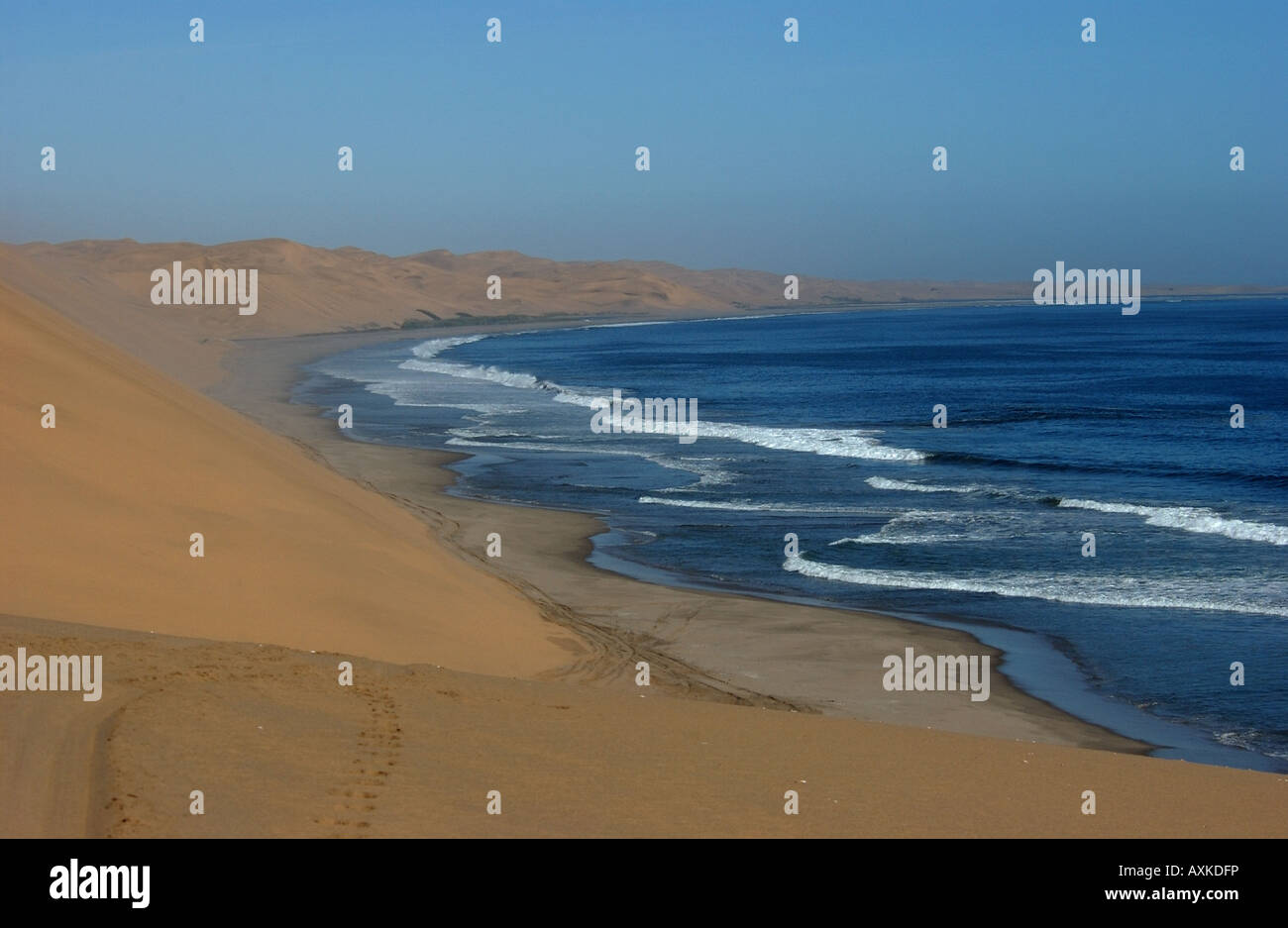 Sand Dunes meet the Sea West Coast of Namibia Stock Photo - Alamy