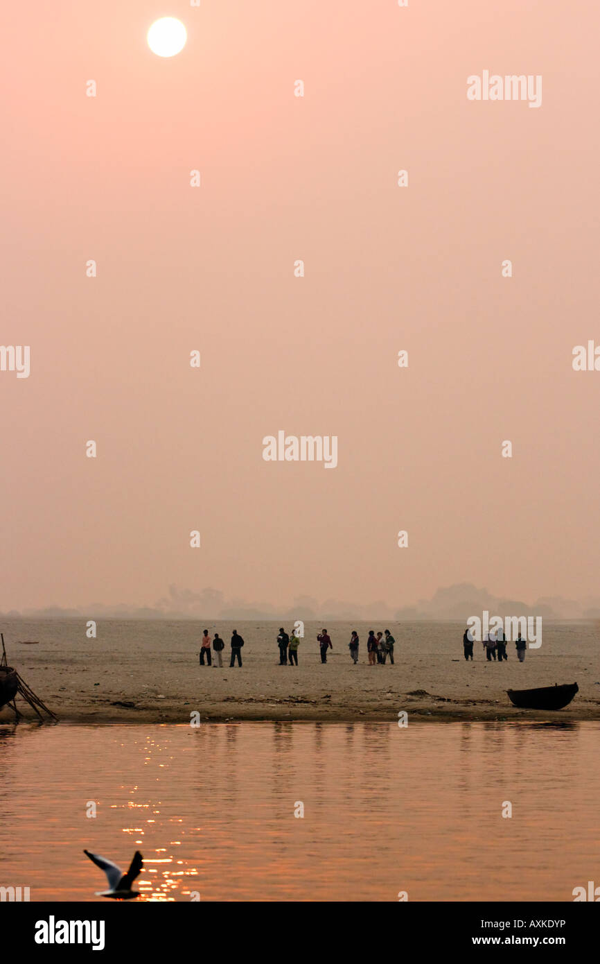 Sunset on the ganges river Varanasi India Stock Photo - Alamy