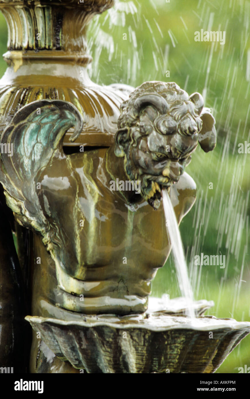 PORTION OF BRONZE HEFFELFINGER FOUNTAIN IN LYNDALE PARK NEAR LAKE ...