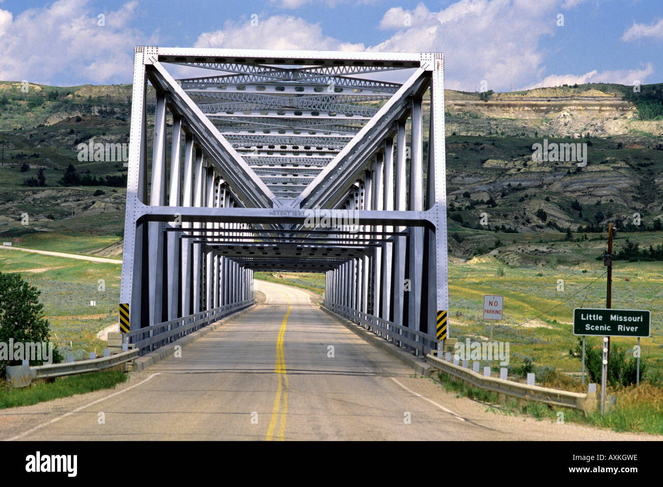 Steel truss brige over the Little Missouri River North Dakota Stock ...