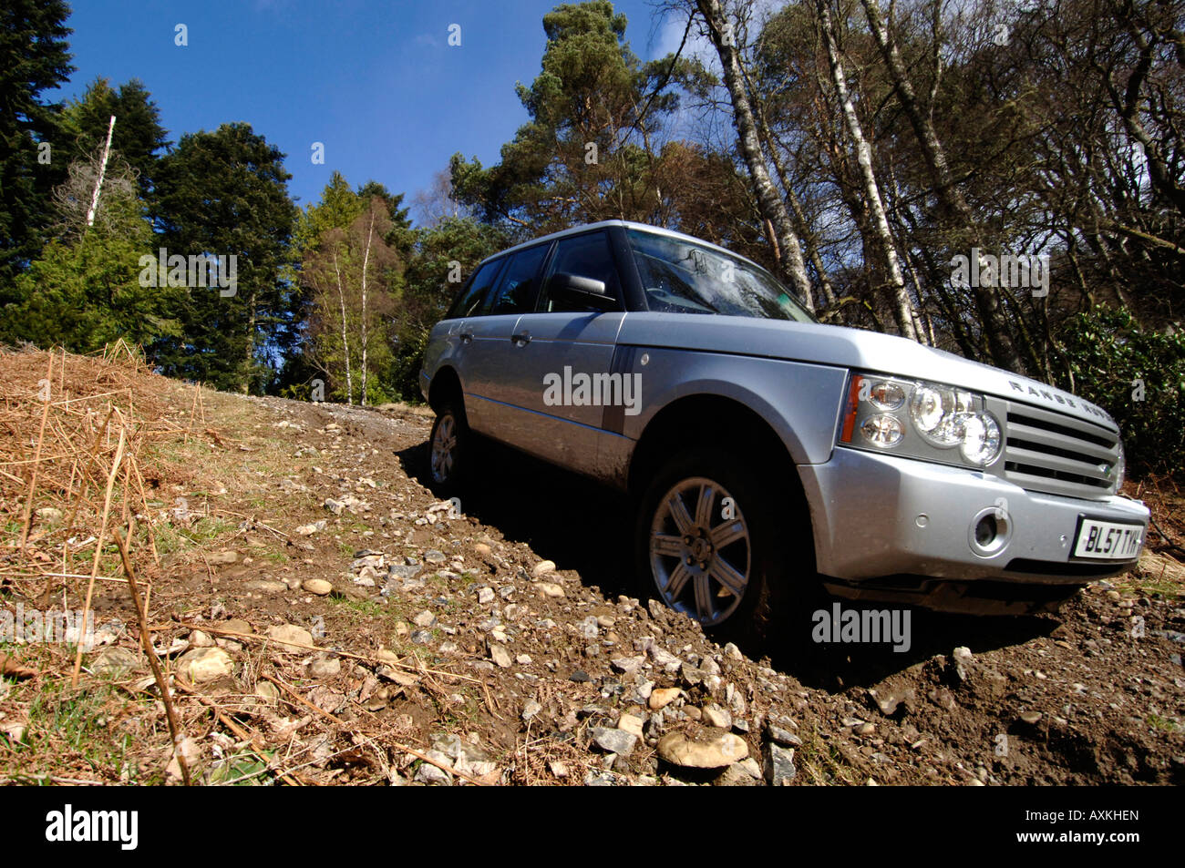 Land Rover 4 x 4 experience driving in Dunkeld Scotland Stock Photo - Alamy