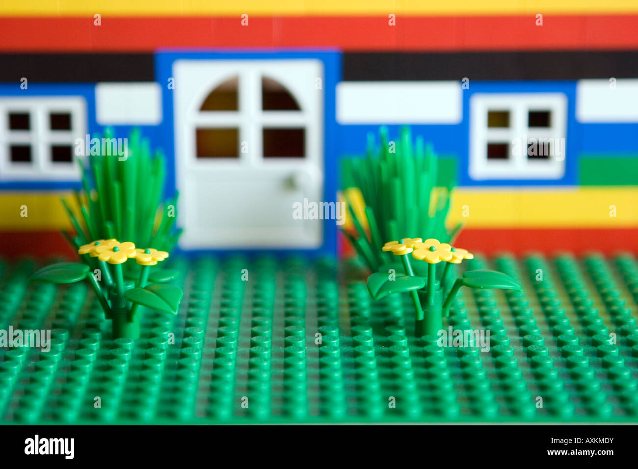 Lego Blocks House and Lawn Stock Photo - Alamy