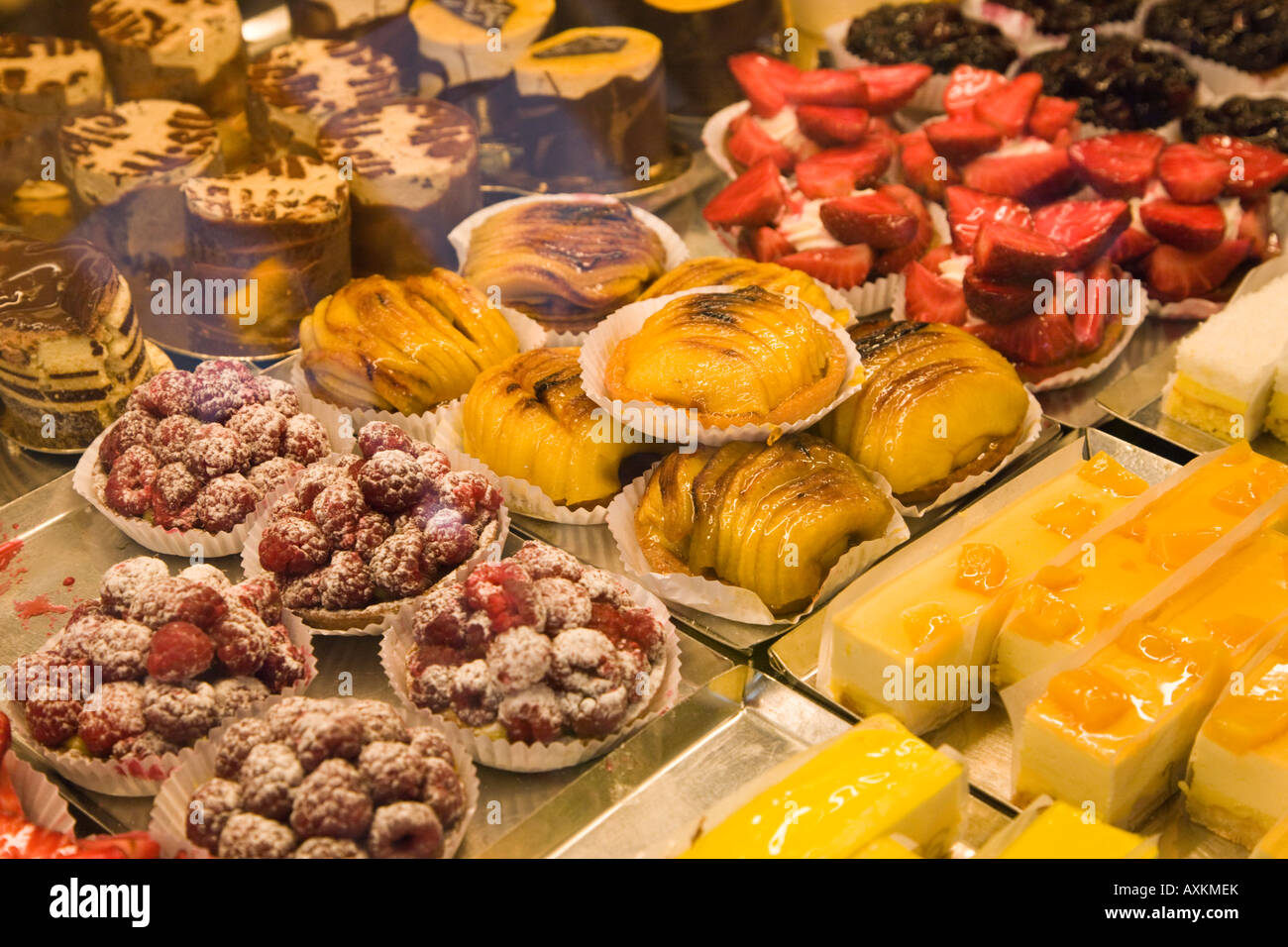 Cakes on display Stock Photo - Alamy